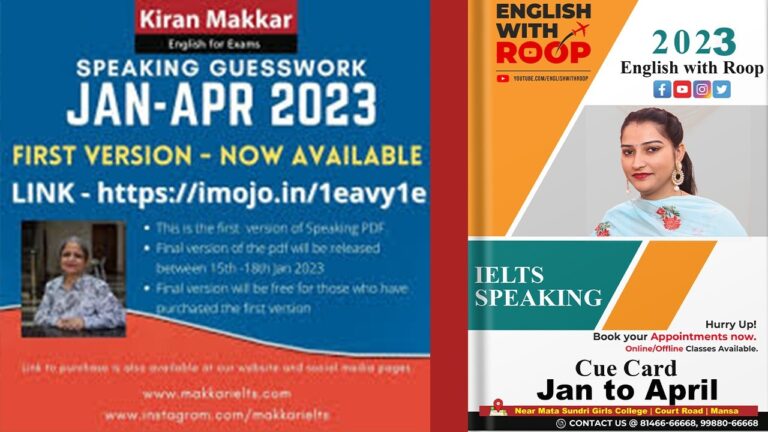 Speaking Cue Card Jan April 2023 - English With Roop